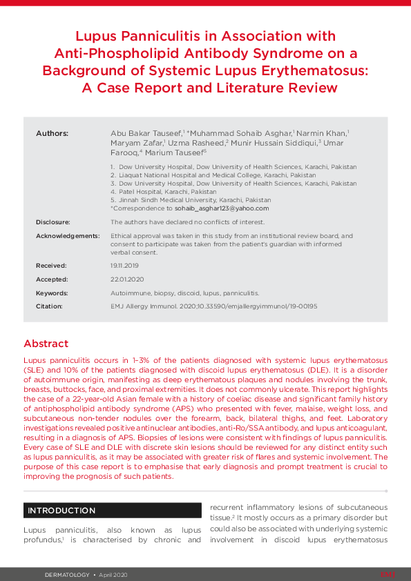 (PDF) Lupus Panniculitis in Association with Anti-Phospholipid Antibody Syndrome on a Background ...