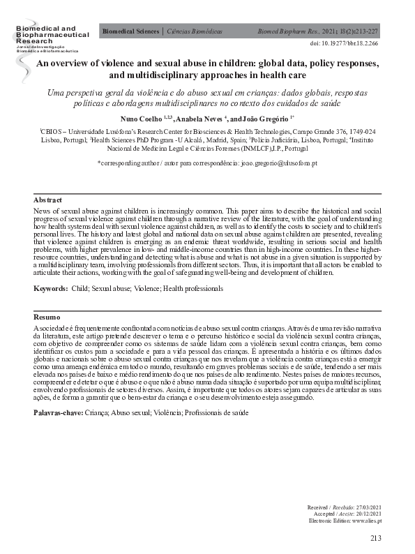 (PDF) An overview of violence and sexual abuse in children: global data ...