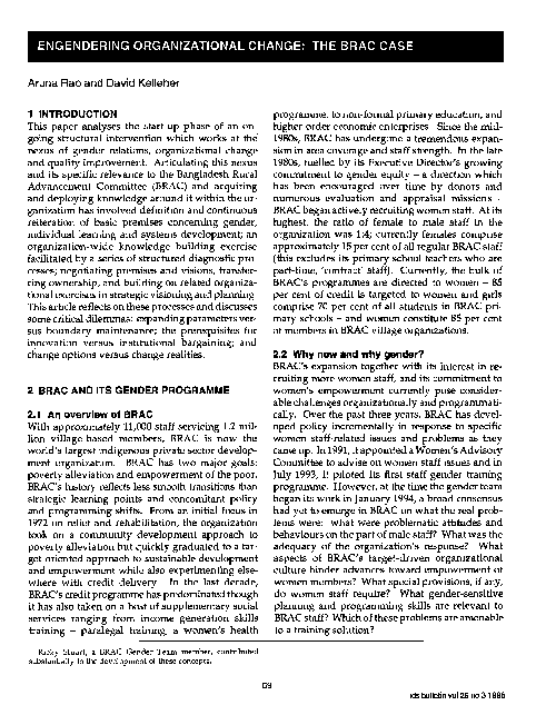 (PDF) Engendering Organizational Change: The Brac Case