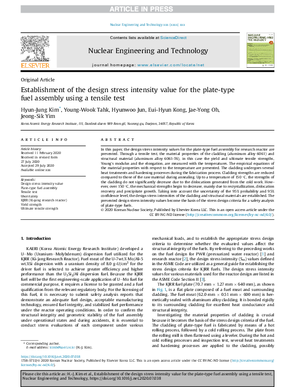 (PDF) Establishment of the design stress intensity value for the plate ...