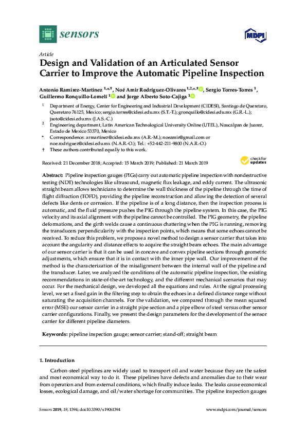 (PDF) Design and Validation of an Articulated Sensor Carrier to Improve the Automatic Pipeline ...