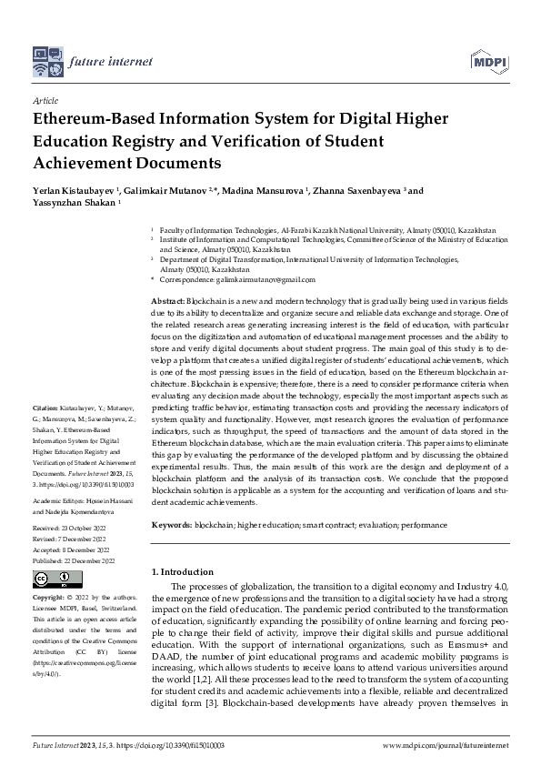(PDF) Blockchain System for Student Achievement Records