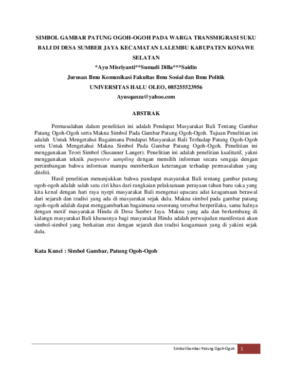 (PDF) Simbol Gambar Patung Ogoh-Ogoh Pada Warga Transmigrasi Suku Bali ...