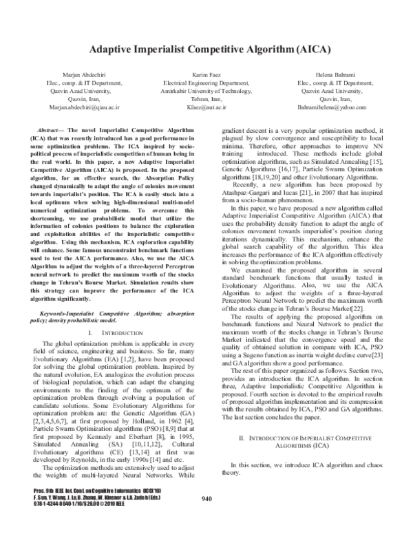 (PDF) Adaptive Imperialist Competitive Algorithm (AICA)
