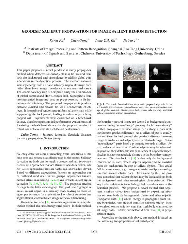(PDF) Geodesic saliency propagation for image salient region detection