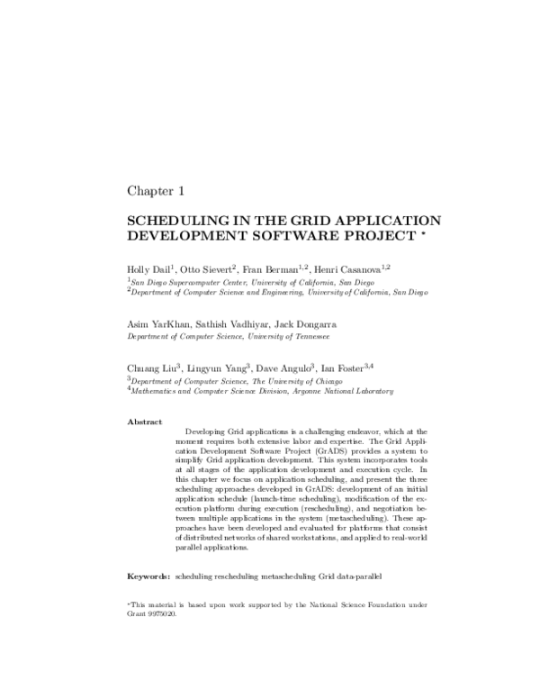 (PDF) Scheduling in the Grid Application Development Software Project