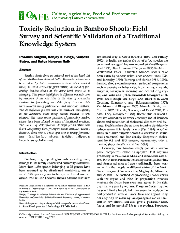 (PDF) Toxicity Reduction in Bamboo Shoots: Field Survey and Scientific Validation of a ...