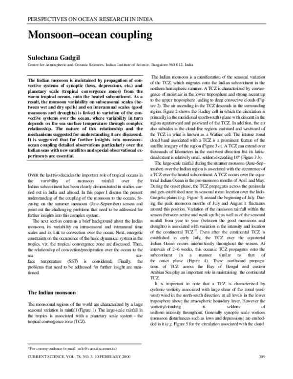 (PDF) Monsoon-ocean coupling