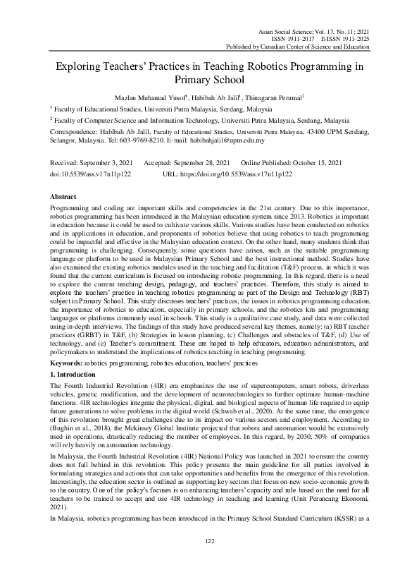 (PDF) Exploring Teachers’ Practices in Teaching Robotics Programming in ...