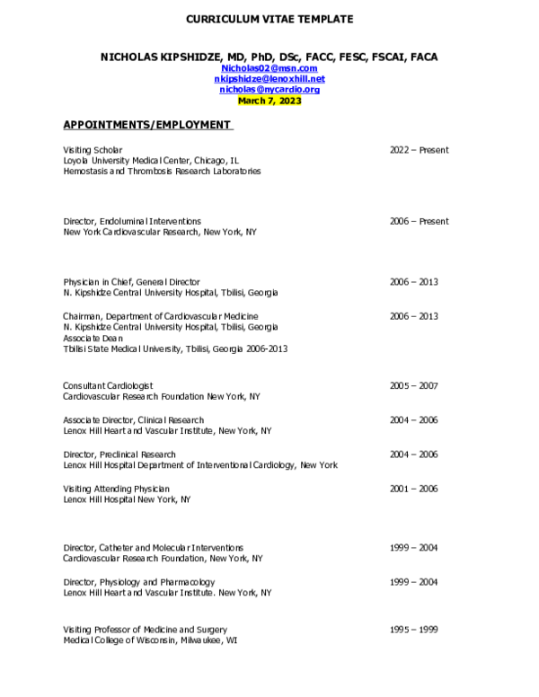 (DOC) CURRICULUM VITAE TEMPLATE