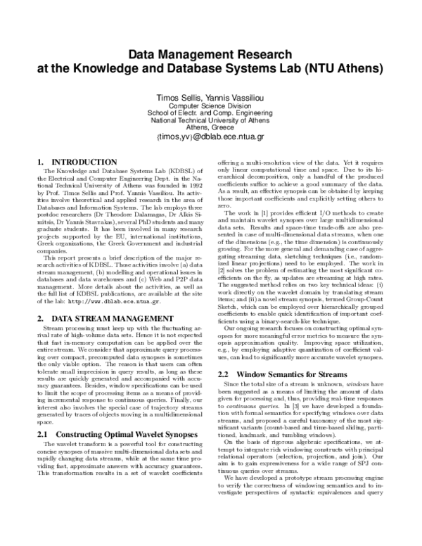 (PDF) Data management research at the Knowledge and Database Systems Lab