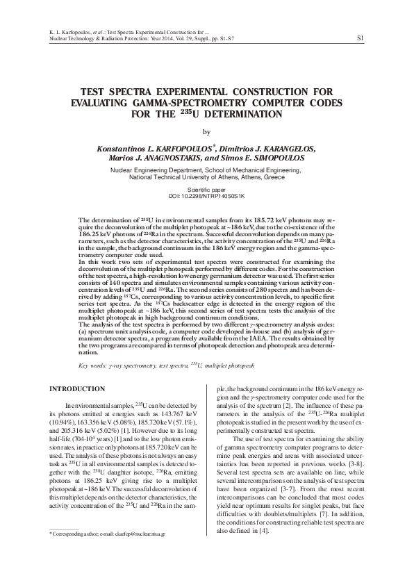 (PDF) Test spectra experimental construction for evaluating gamma ...