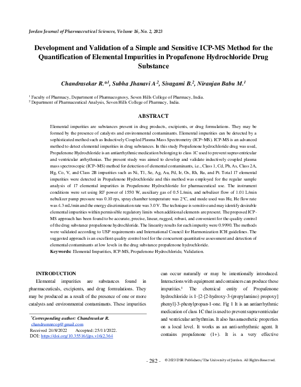 (PDF) Development and Validation of a Simple and Sensitive ICP-MS Method for the Quantification ...