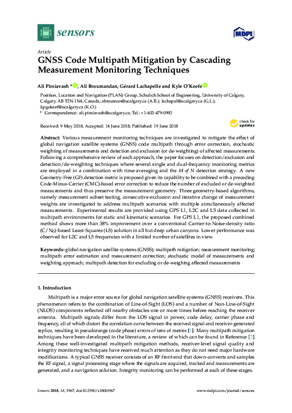 Pdf Gnss Code Multipath Mitigation By Cascading Measurement