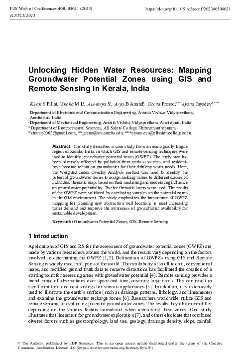 Pdf Unlocking Hidden Water Resources Mapping Groundwater Potential Zones Using Gis And Remote