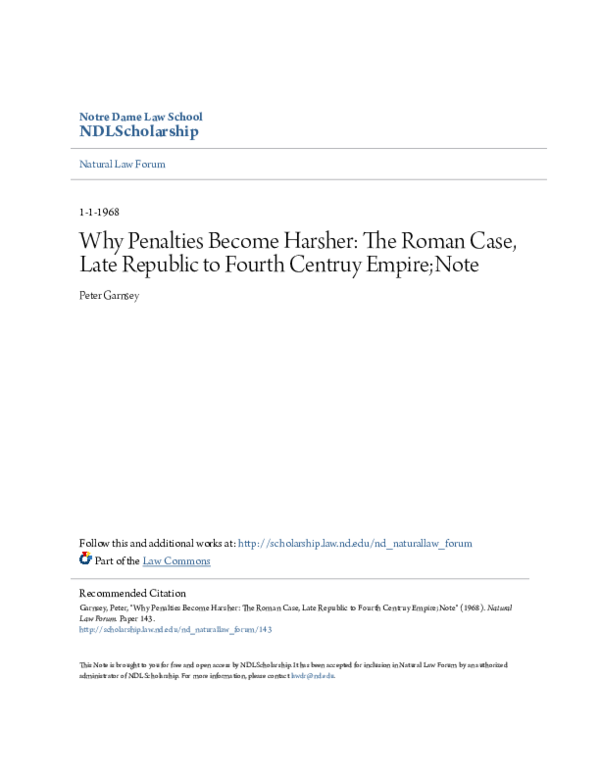 (PDF) Why Penalties Become Harsher: The Roman Case, Late Republic to ...