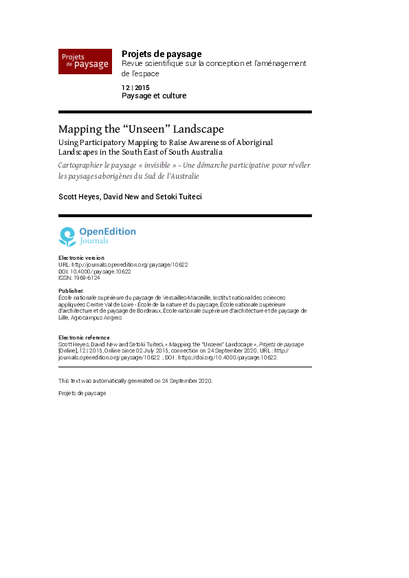 (PDF) Mapping the “Unseen” Landscape
