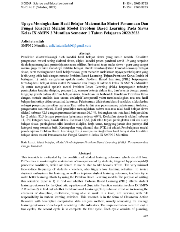 (PDF) Upaya Meningkatkan Hasil Belajar Matematika Menggunakan Model Pembelajaran Missouri ...