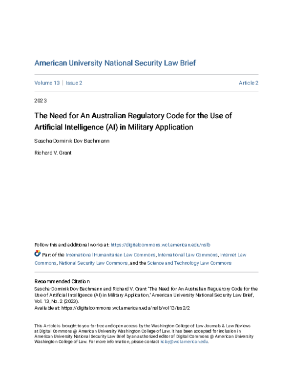 (PDF) The Need for An Australian Regulatory Code for the Use of ...