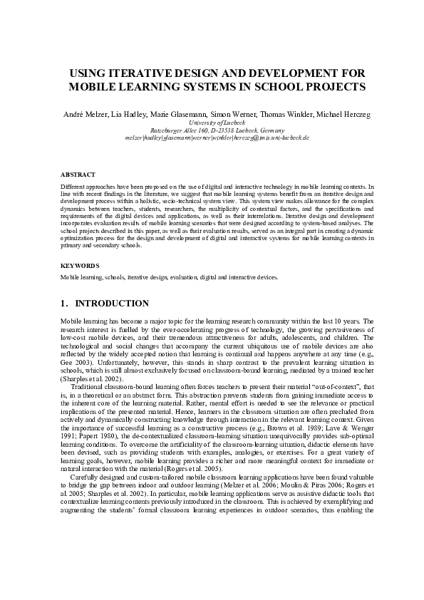 (PDF) Using Iterative Design and Development for Mobile Learning Systems in School Projects ...