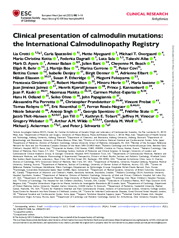 (PDF) Clinical presentation of calmodulin mutations: the International ...