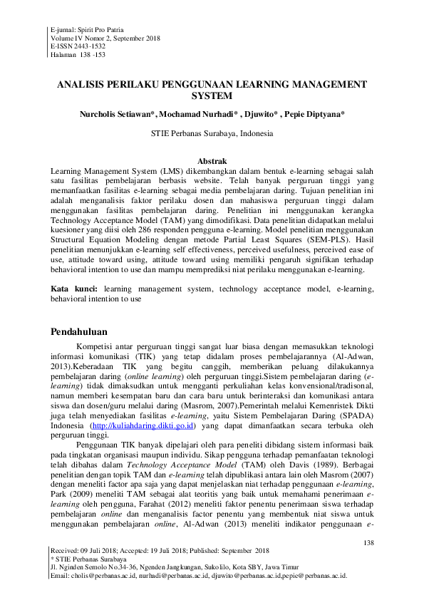 (PDF) Analisis Perilaku Penggunaan Learning Management System | Mochamad Nurhadi - Academia.edu