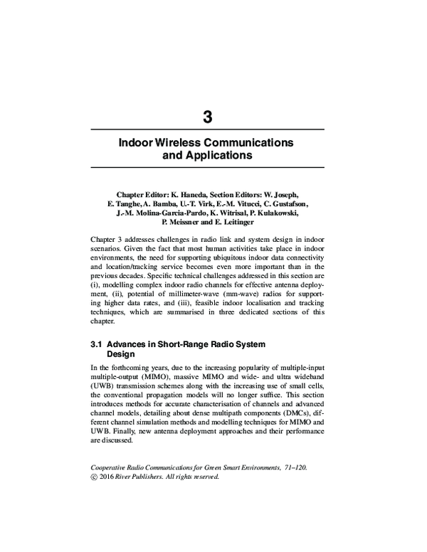 (PDF) Indoor Wireless Communications and Applications