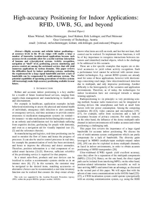 (PDF) High-accuracy positioning for indoor applications: RFID, UWB, 5G ...