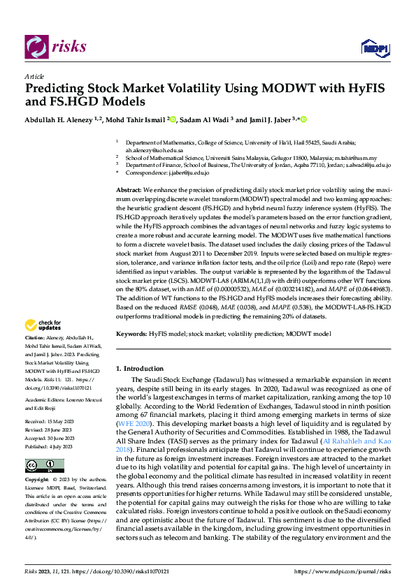 (PDF) Predicting Stock Market Volatility Using MODWT with HyFIS and FS.HGD Models
