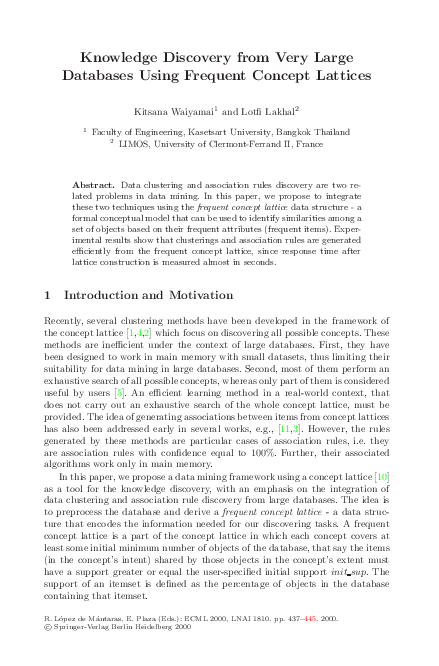(PDF) Knowledge Discovery from Very Large Databases Using Frequent Concept Lattices