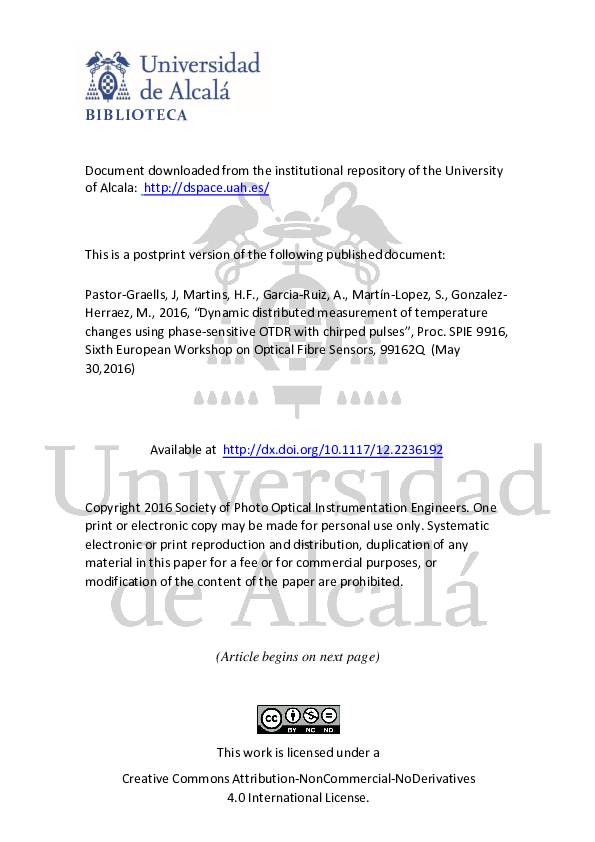 (PDF) Dynamic distributed measurement of temperature changes using phase-sensitive OTDR with ...