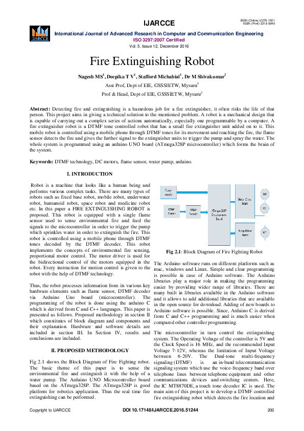 (PDF) Fire Extinguishing Robot