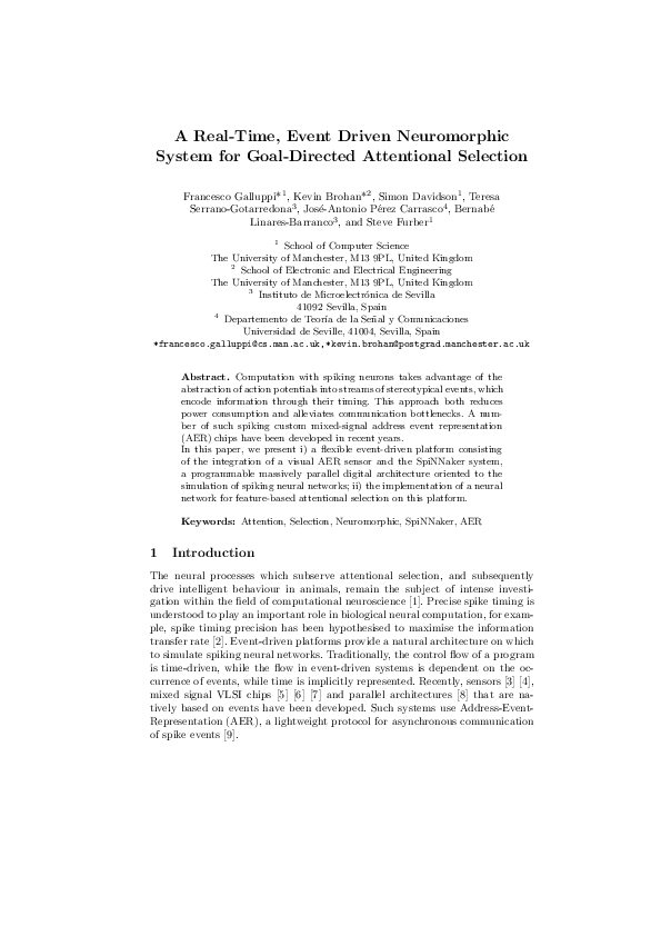 (PDF) A Real-Time, Event-Driven Neuromorphic System for Goal-Directed Attentional Selection