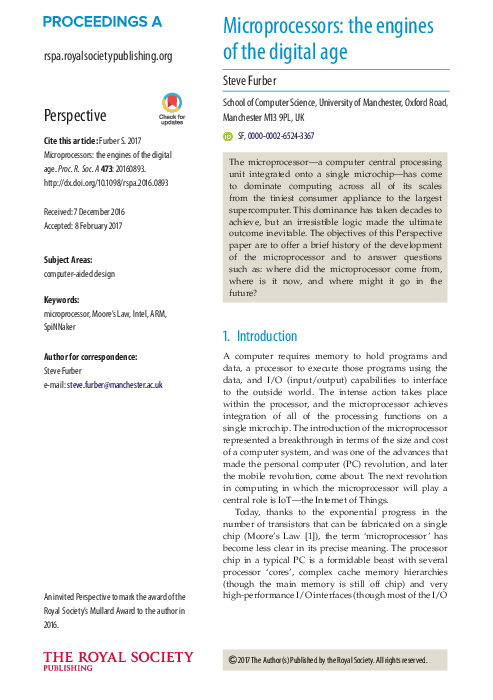 (PDF) Microprocessors: the engines of the digital age