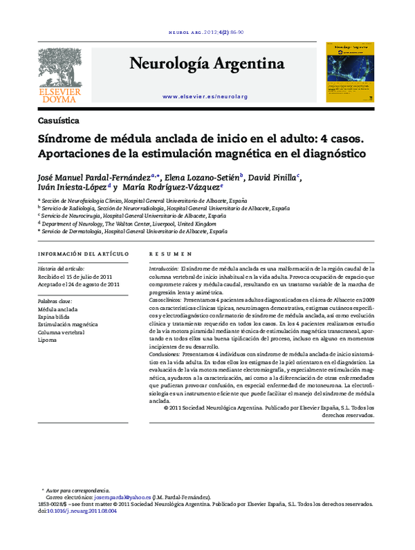 (PDF) Síndrome de médula anclada de inicio en el adulto: 4 casos ...