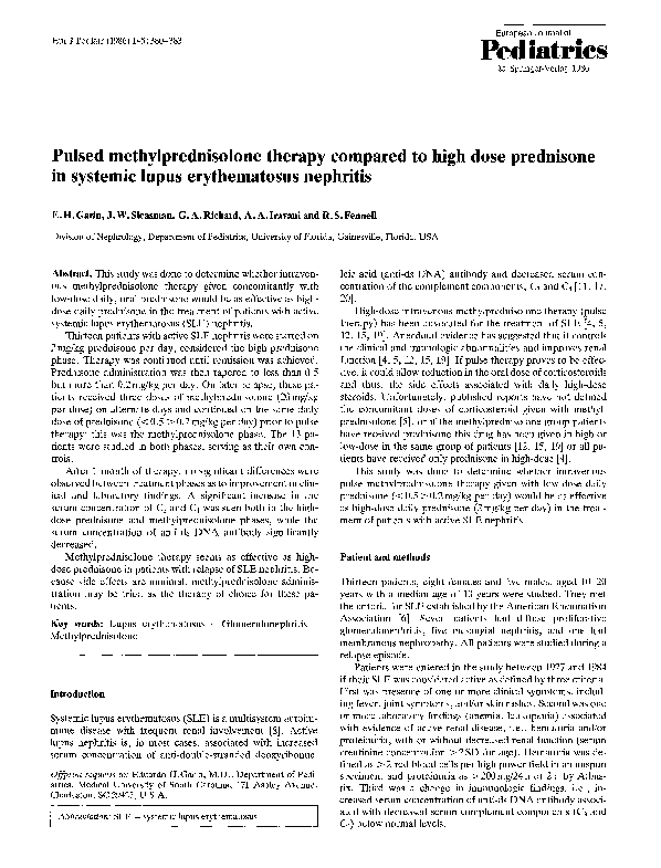 (PDF) Pulsed methylprednisolone therapy compared to high dose ...