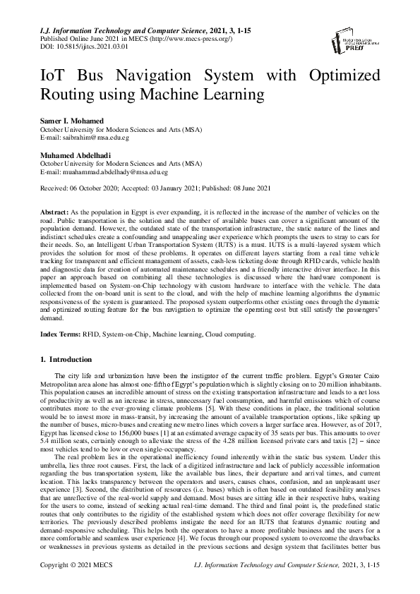 (PDF) IoT Bus Navigation System with Optimized Routing using Machine Learning