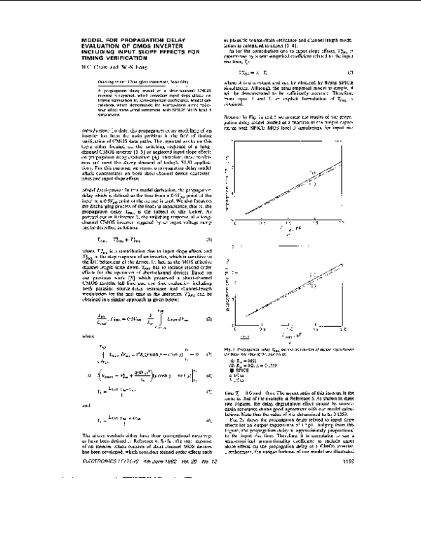 (PDF) Model for propagation delay evaluation of CMOS inverter including input slope effects for ...