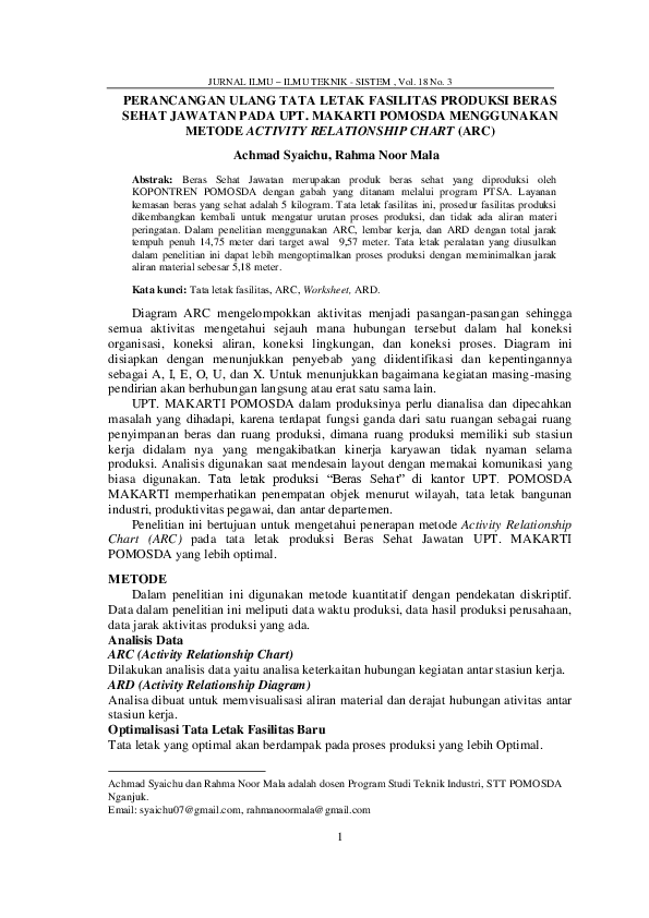 (PDF) Perancangan Ulang Tata Letak Fasilitas Produksi Beras Sehat ...