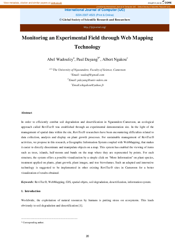 (PDF) Monitoring An Experimental Field Through A WebMapping Technology