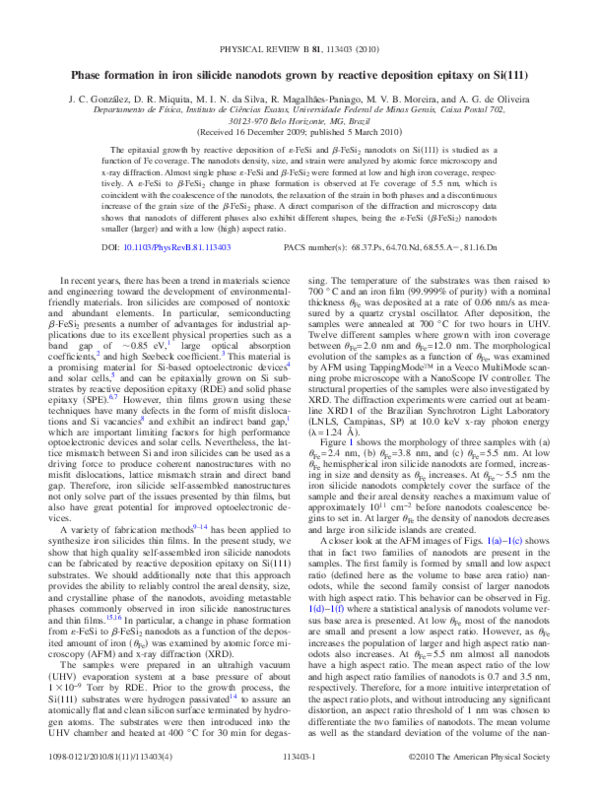 (PDF) Phase formation in iron silicide nanodots grown by reactive ...