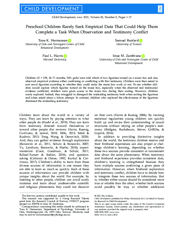 (PDF) Preschool Children Rarely Seek Empirical Data That Could Help ...