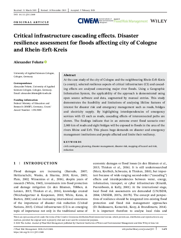 (PDF) Critical infrastructure cascading effects. Disaster resilience ...