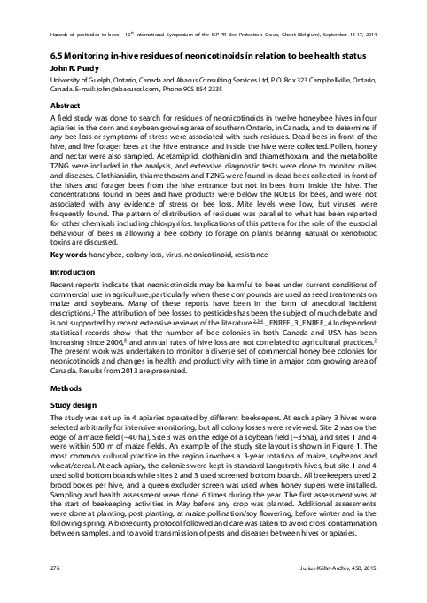 (PDF) Monitoring in-hive residues of neonicotinoids in relation to bee ...