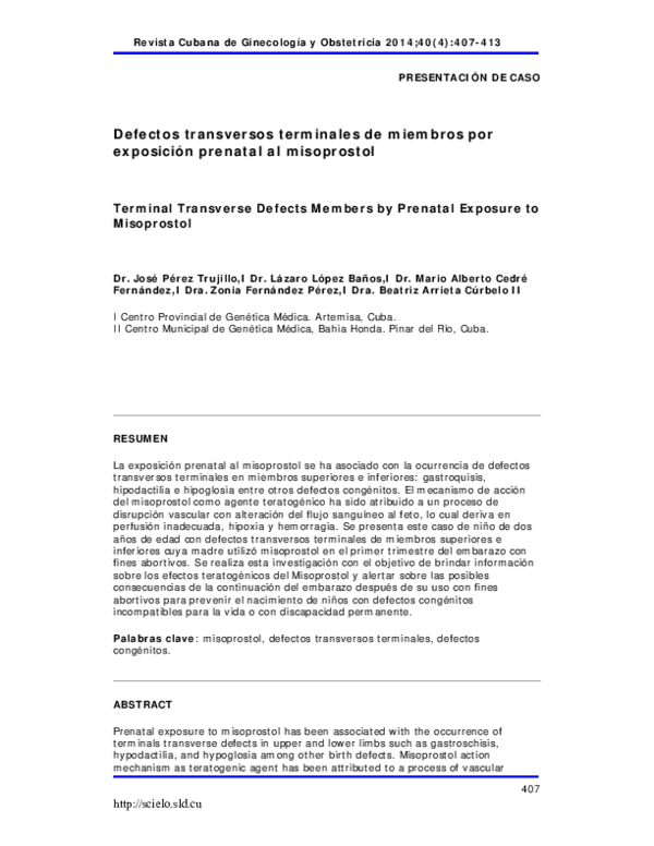 (PDF) Terminal Transverse Defects Members by Prenatal Exposure to ...