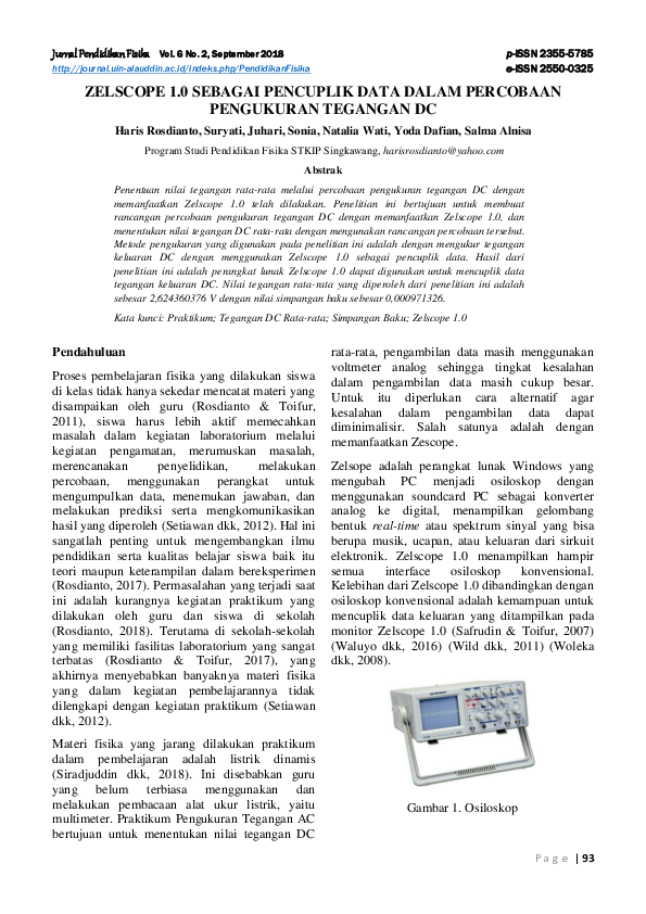 (PDF) Zelscope 1.0 Sebagai Pencuplik Data Dalam Percobaan Pengukuran Tegangan DC | Sonia Sonia ...