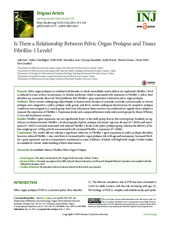 (PDF) Is There a Relationship Between Pelvic Organ Prolapse and Tissue ...