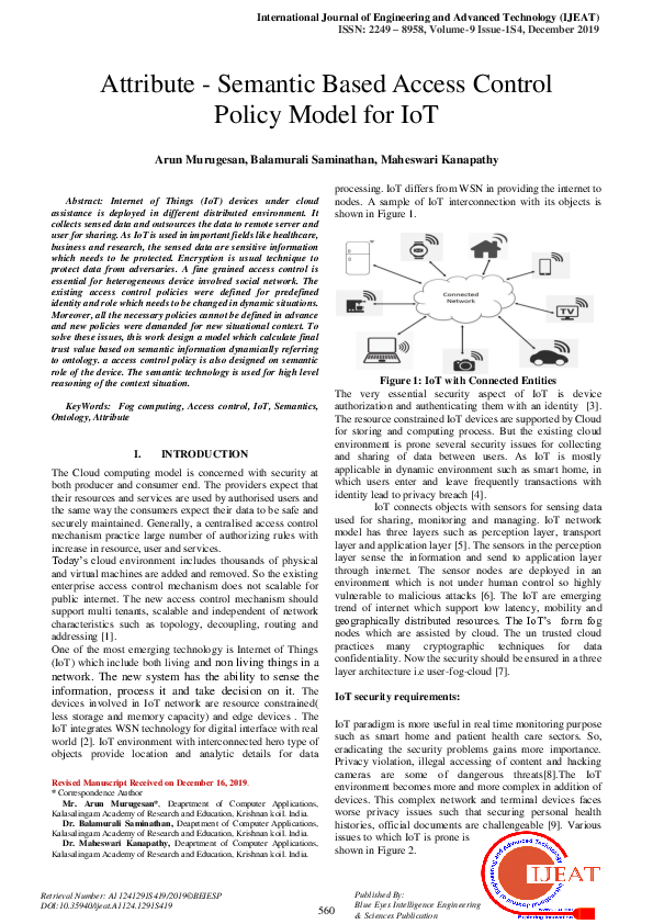 (PDF) Attribute - Semantic Based Access Control Policy Model for IoT