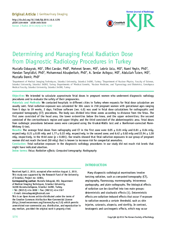 (PDF) Fetal Radiation Dose in Diagnostic Radiology