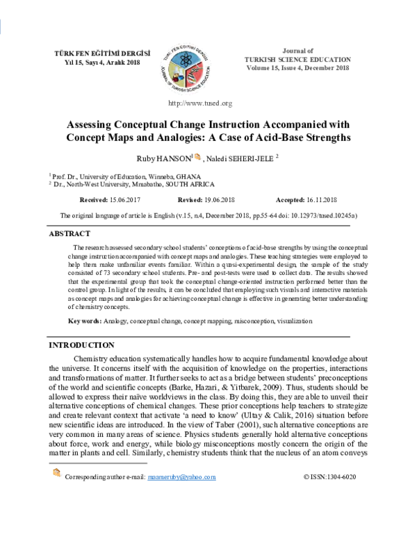 (PDF) Assessing Conceptual Change Instruction Accompanied with Concept Maps and Analogies: A ...